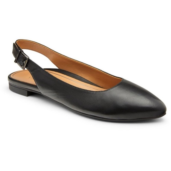 Vionic | Shoes | Vionic Jade Slingback Flats Size 7 Black Leather ...